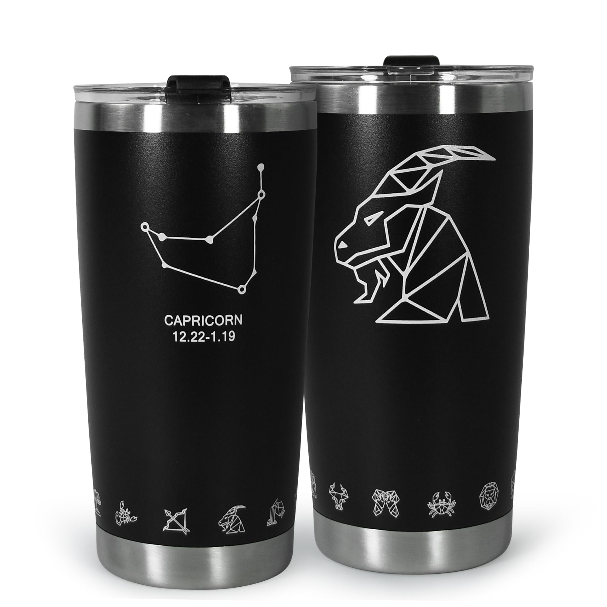 sweet grain 20oz Coffee Tumbler - Stainless Steel Double Wall Insulated Constellation Tumbler with Lid and Straw, Personalized Zodiac Gifts for Birthday/Bachelor Party - Capricorn