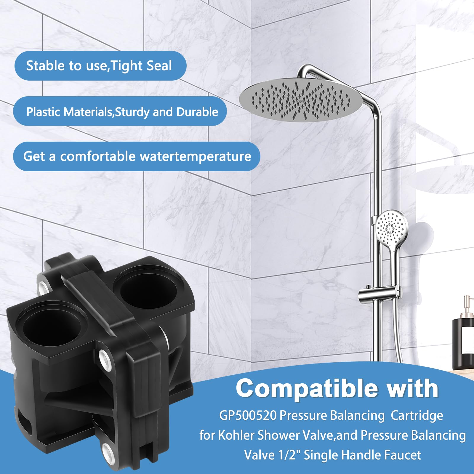 GP500520 Pressure Balancing Unit Cartridge Replacement,Compatible with Kohler Shower Cartridge,Shower Valve,Rite-Temp Bath and Shower Pressure Balancing 1/2" Single Handle Faucet valves (1PCS)