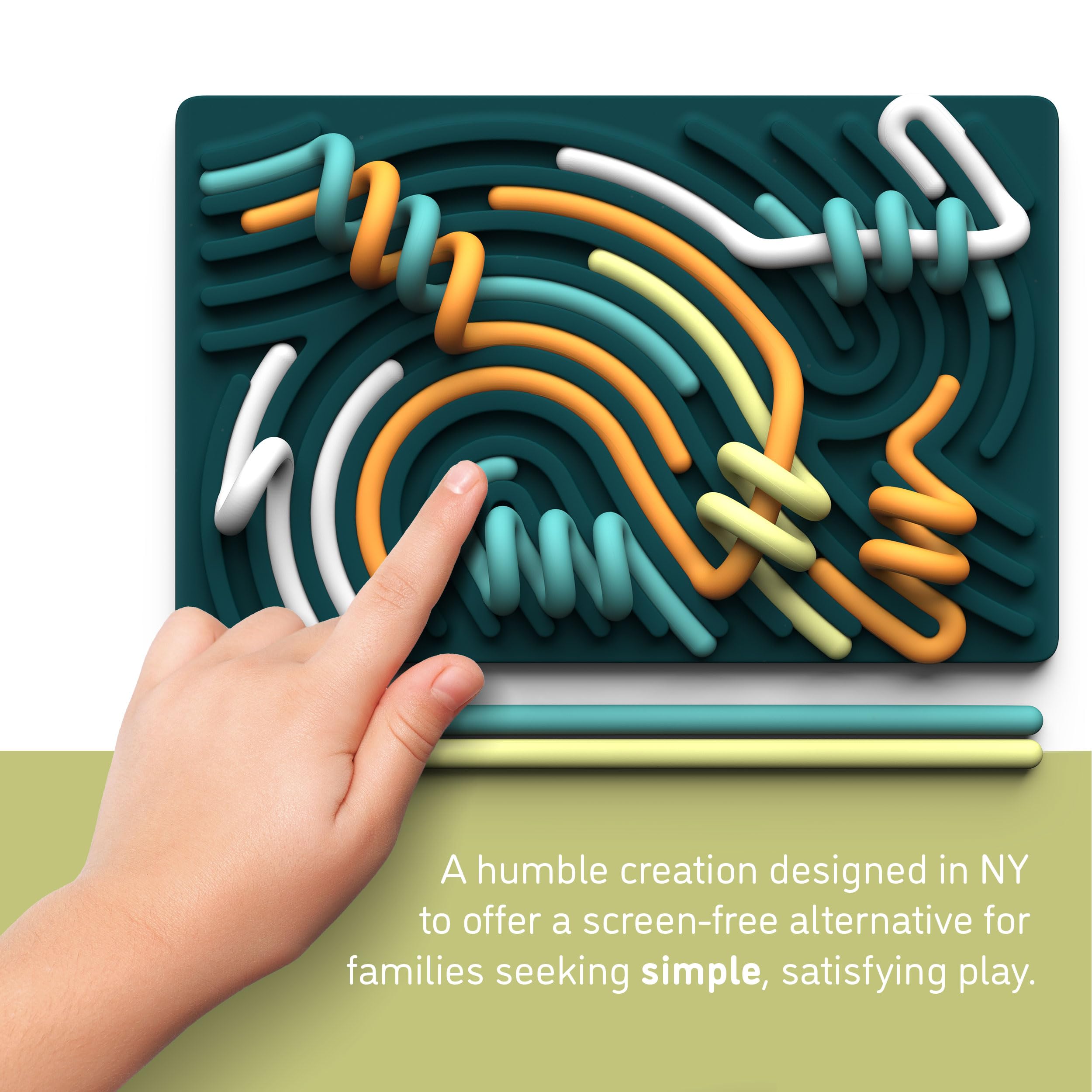 Pushpeel Sensory Activity Board: Silicone Fidget Toy for Calming, Stress, Anxiety, ADHD & Autism | Silent, No Mess | Kids 3+ & Adults | Includes Portable Travel Bag & 11 Strings