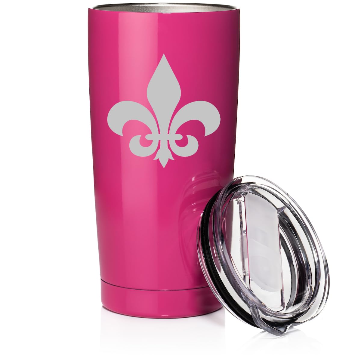 Smooth Body Tumbler Stainless Steel Vacuum Insulated Travel Mug Cup Gift Fleur-de-lis (Hot Pink, 20 oz)