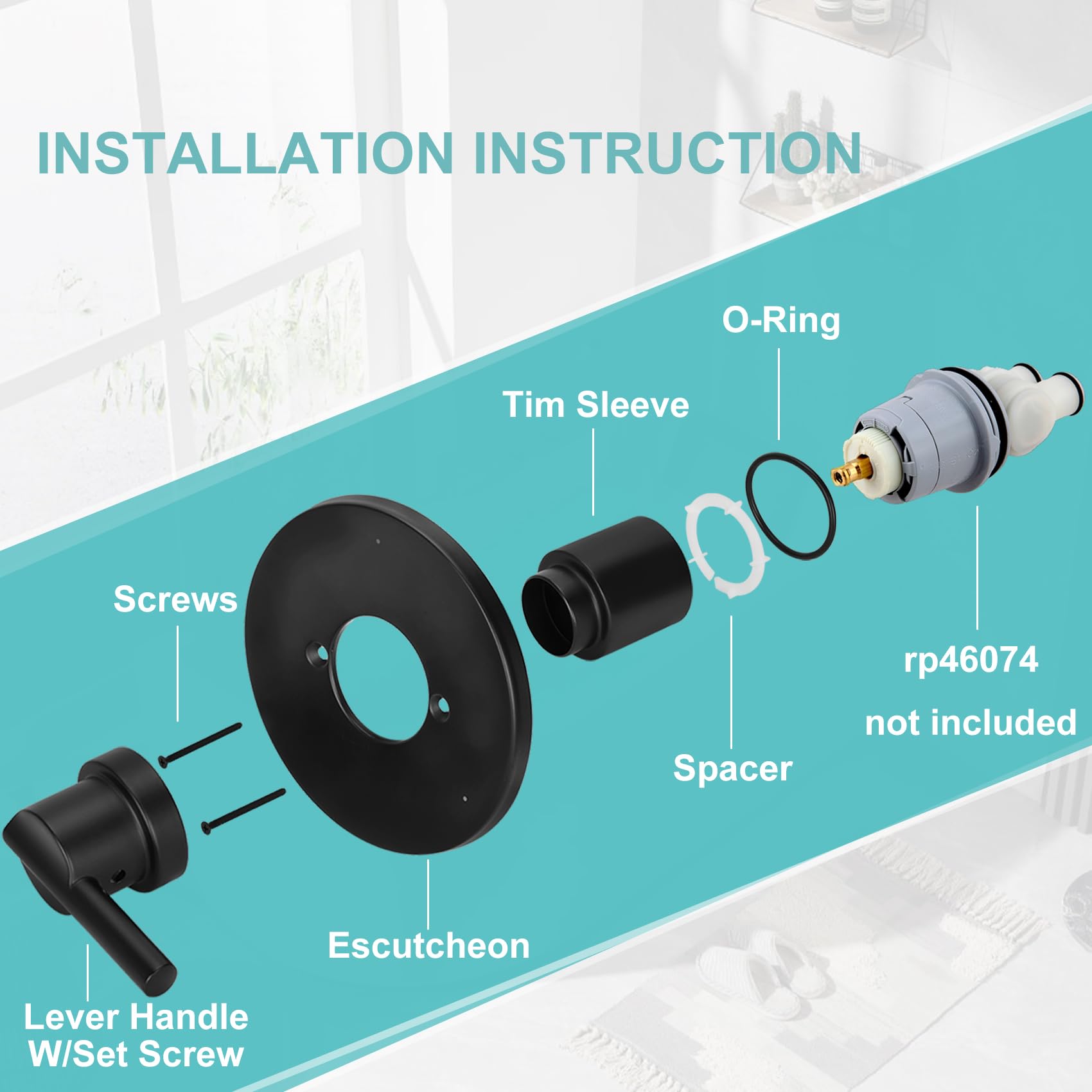 T14059-BL Matte Black Shower Handle Compatible with delta Faucet 14 Series Single-Function Black Shower Valve Trim Kit (RP46074 Cartridge/ R10,000 Valve Not Included)