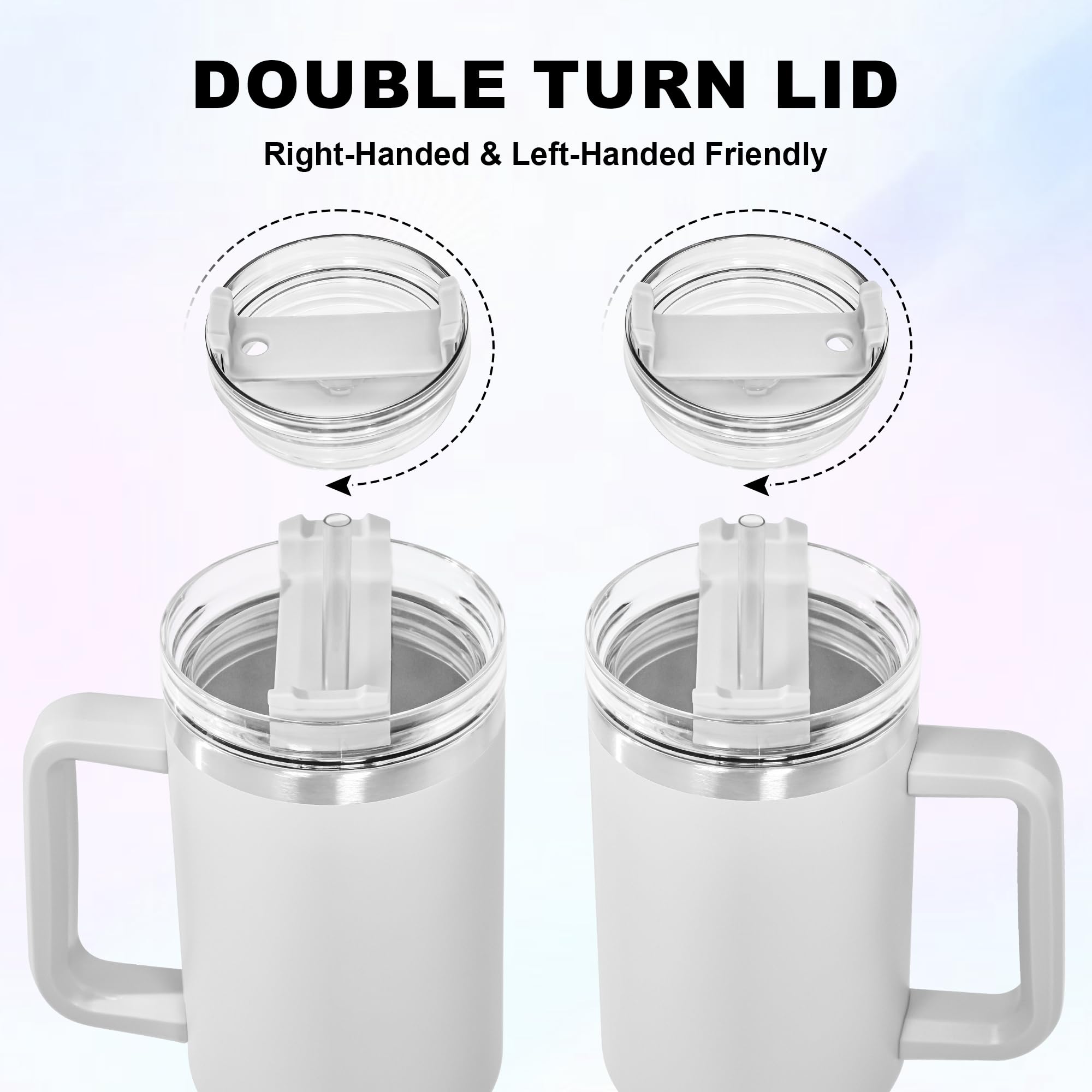 FECBK 40 oz Tumbler with Handle and Straw, 100% Leak-Proof Travel Mug, Stainless Steel Double Wall Vacuum Insulated Coffee Cup Keeps Cold For 34 Hours, Dishwasher Safe, Grey