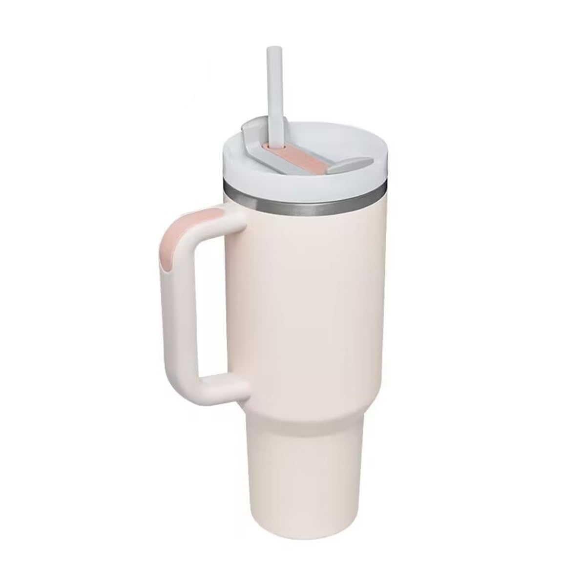 FAMKX 40oz Insulated Travel Mug Tumbler With Handle And Straw,Stainless Steel Double wall Vacuum Thermos Cup Keep Drink Cold and Hot (Champagne#)