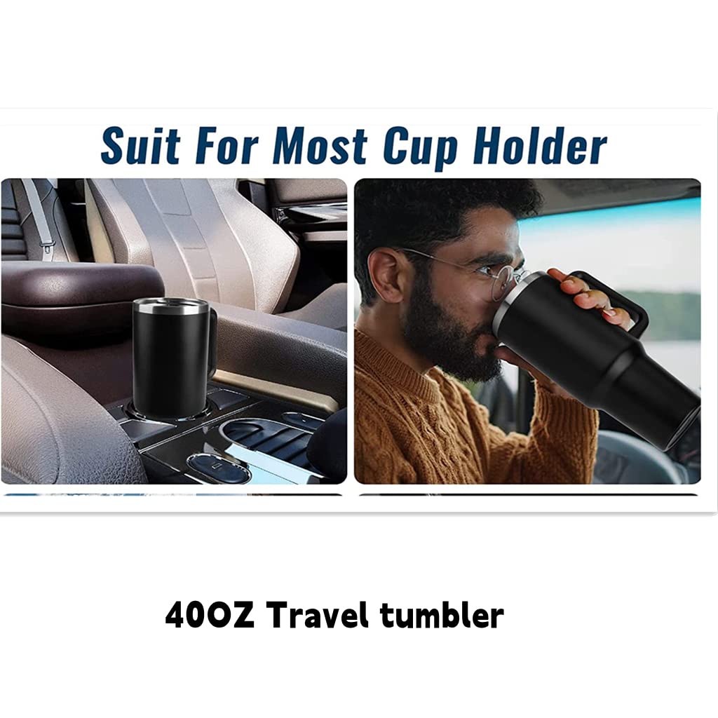 FAMKX 40oz Insulated Travel Mug Tumbler With Handle And Straw,Stainless Steel Double wall Vacuum Thermos Cup Keep Drink Cold and Hot (Dune#)