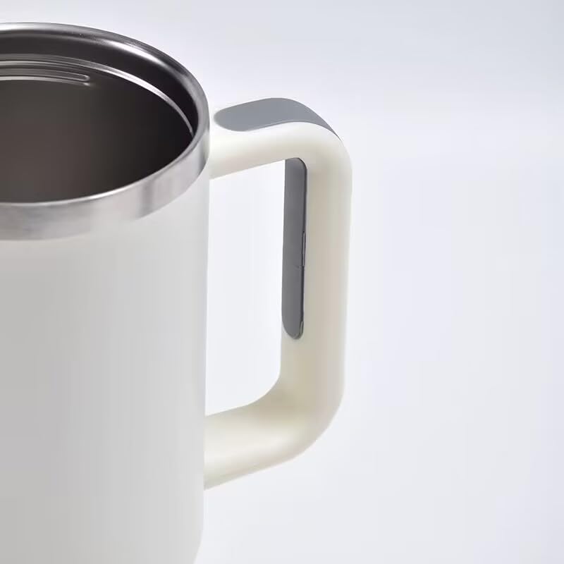 FAMKX 40oz Insulated Travel Mug Tumbler With Handle And Straw,Stainless Steel Double wall Vacuum Thermos Cup Keep Drink Cold and Hot (Dune#)