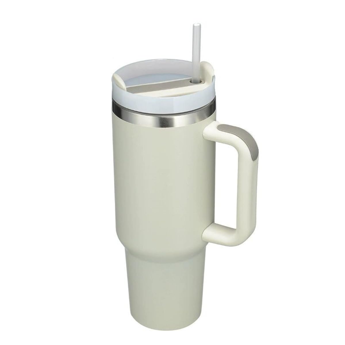 FAMKX 40oz Insulated Travel Mug Tumbler With Handle And Straw,Stainless Steel Double wall Vacuum Thermos Cup Keep Drink Cold and Hot (Dune#)