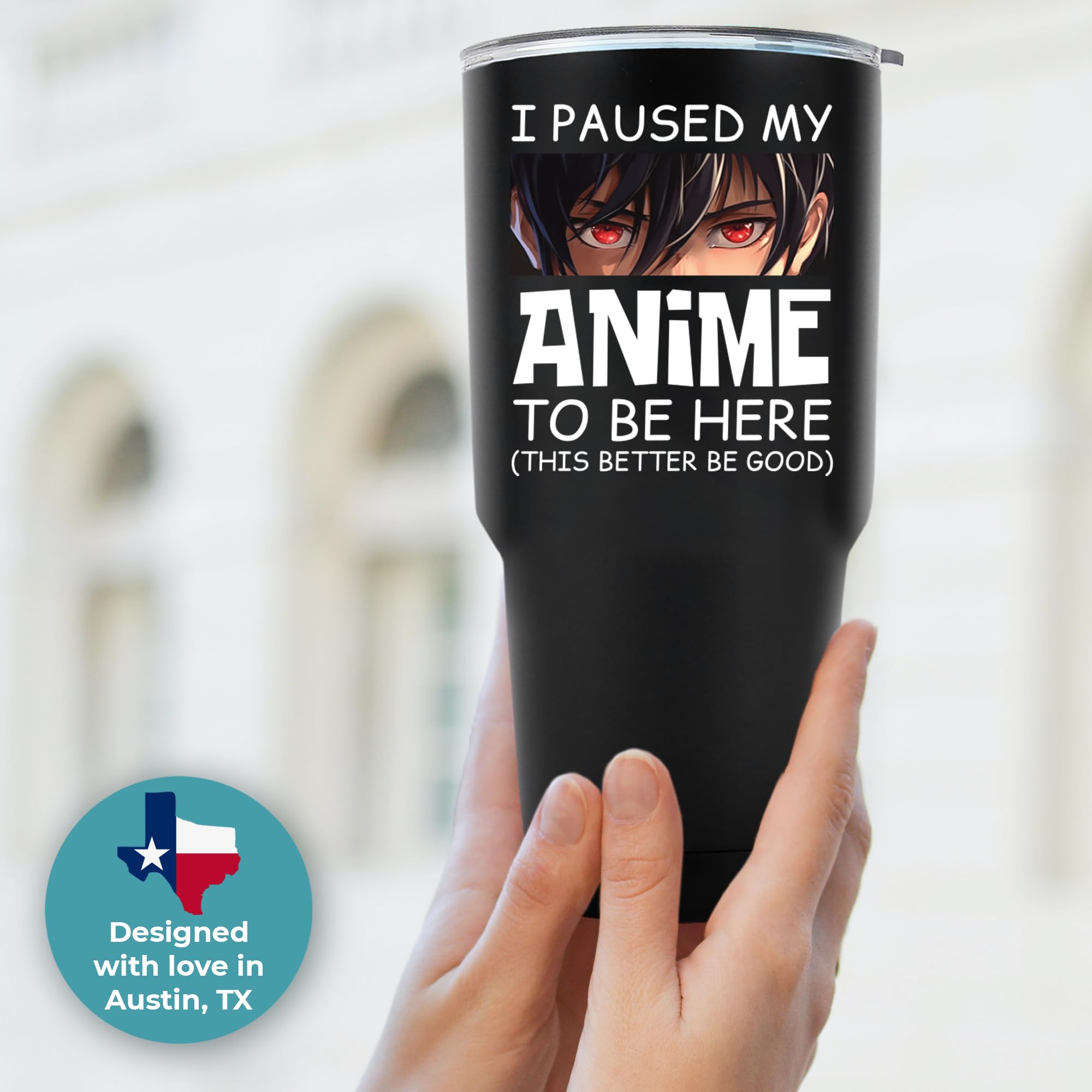KEDRIAN Funny Anime Tumbler 30oz, I Paused My Anime To Be Here Cup, Fun Gifts for Him or Her, Thoughtful Presents for Anime Lovers and Fans, Ideal Present Picks for Birthday, Christmas, Gift Ready