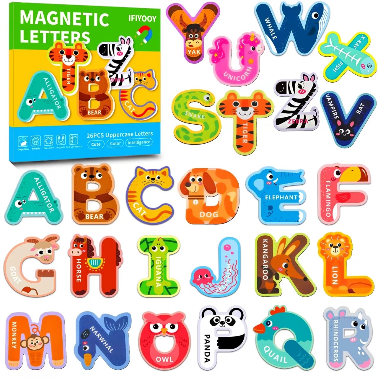 Easter Basket Stuffers for Toddler, Alphabet Magnets, ABC Learning Toys for Kids Ages 3-5, Magnetic Alphabet Letters, Fridge Magnets for Toddlders 3 4 5 Years Old