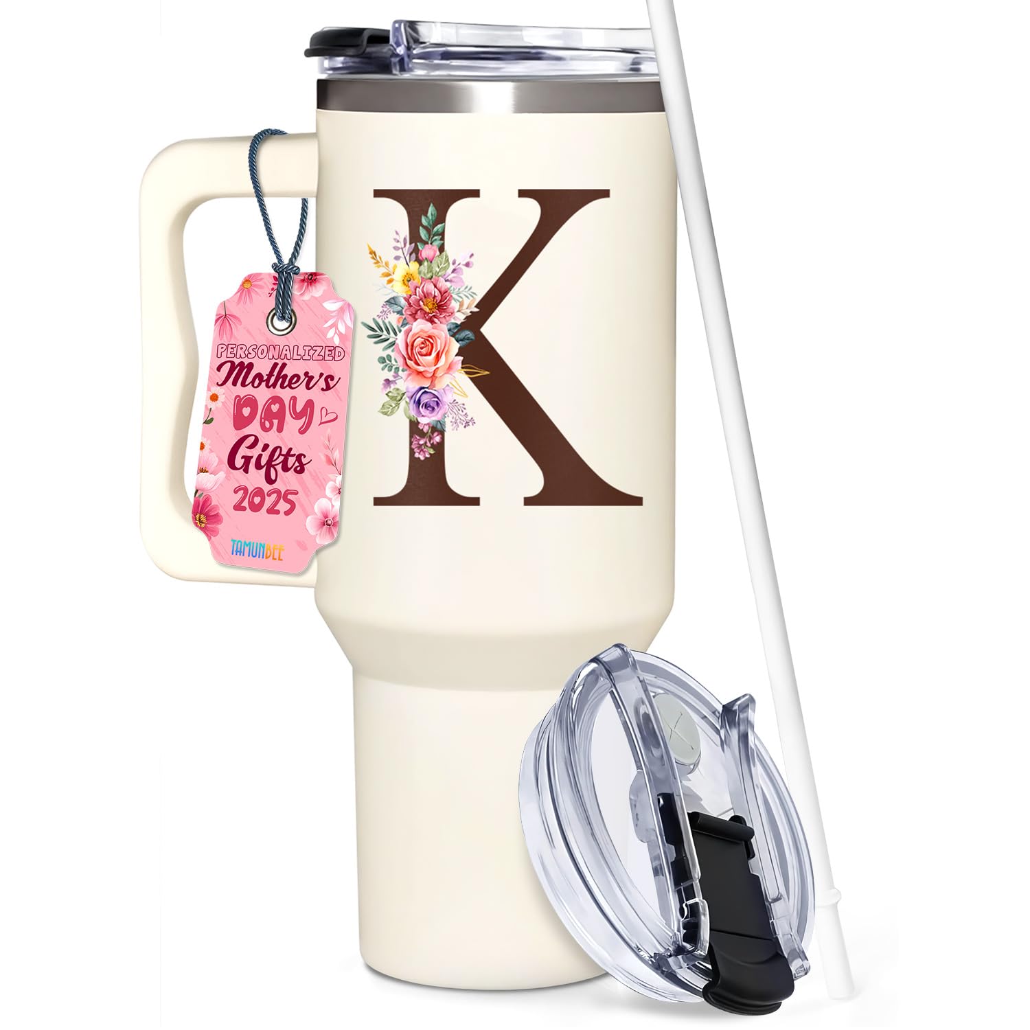 Personalized Gifts For Women - Personalized Gifts For Birthday, Christmas - Monogrammed, Customized For Woman, Mom, Wife, Best Friend, Sister, Coworkers - Custom Tumbler With Handle 40oz