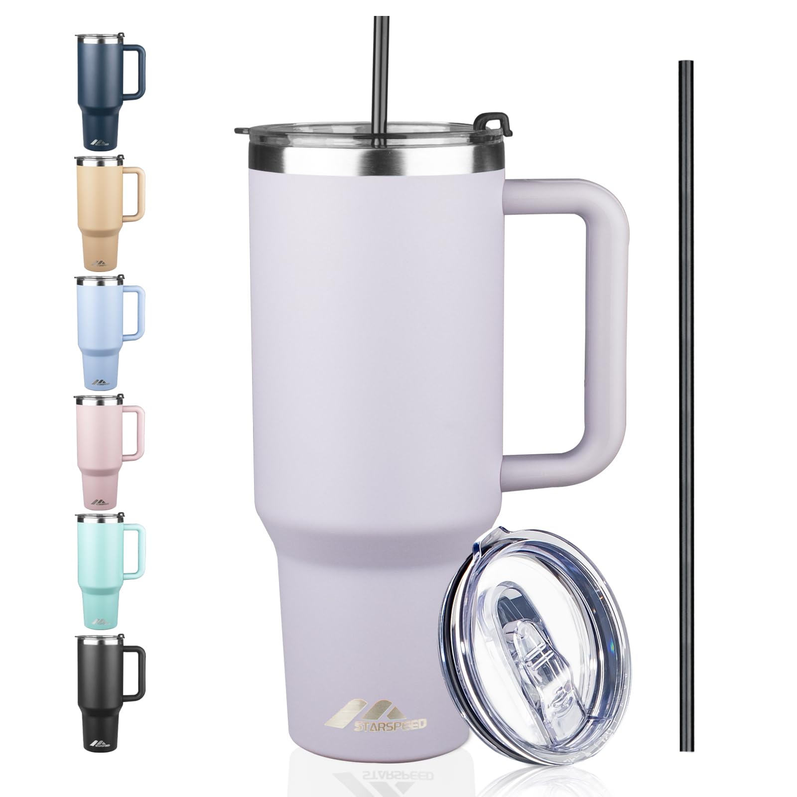 StarSpeed 40 oz Tumbler with Handle and Straw Lid | Stainless Steel Water Bottle Travel Mug Reusable Insulated Cup With Lid And Straw, Keep Cold Heat and Ice for Hours(40oz,Orchid)