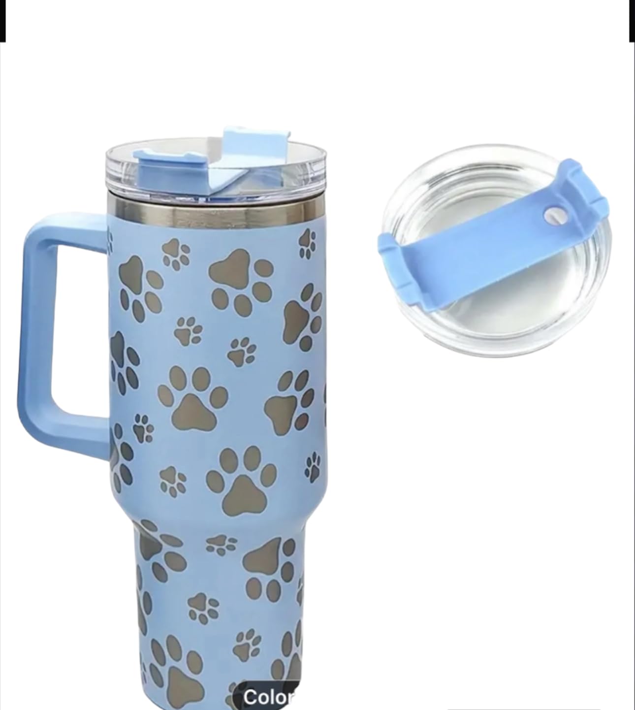 Generic 40 oz Tumbler with Handle & Fruit Infuser, Stainless Steel Vacuum Insulated Cup with Lid & Straw, Water Infusion Bottle Cupholder Friendly Travel Mug Gifts for Women Men Her (Light blue)
