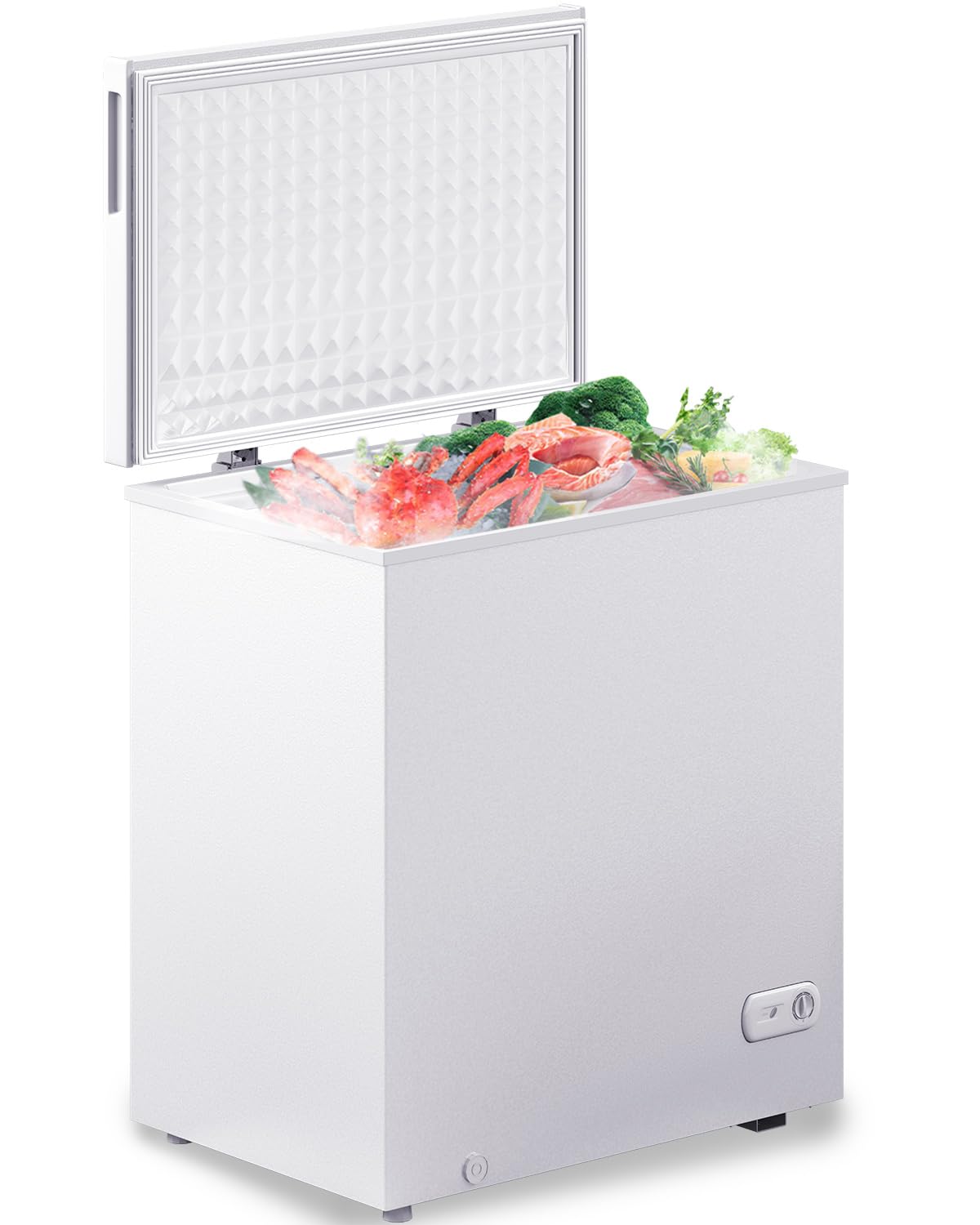 Muhub 10.0 Cu.Ft Chest Freezer,Deep Freezer with Removable Basket,Compact Freezer with Top Open Door, Adjustable Temperature, Low noise,Suitable for Kitchen Dorm Garage and Shed,White