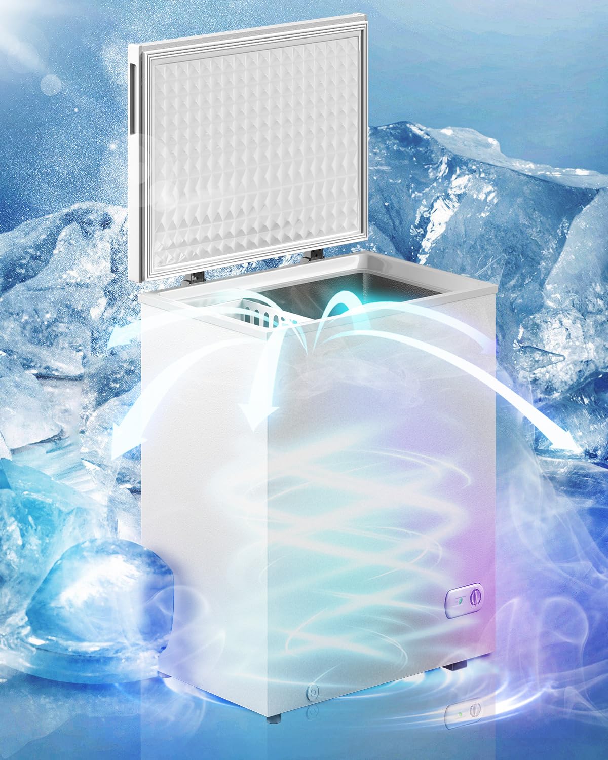Muhub 10.0 Cu.Ft Chest Freezer,Deep Freezer with Removable Basket,Compact Freezer with Top Open Door, Adjustable Temperature, Low noise,Suitable for Kitchen Dorm Garage and Shed,White