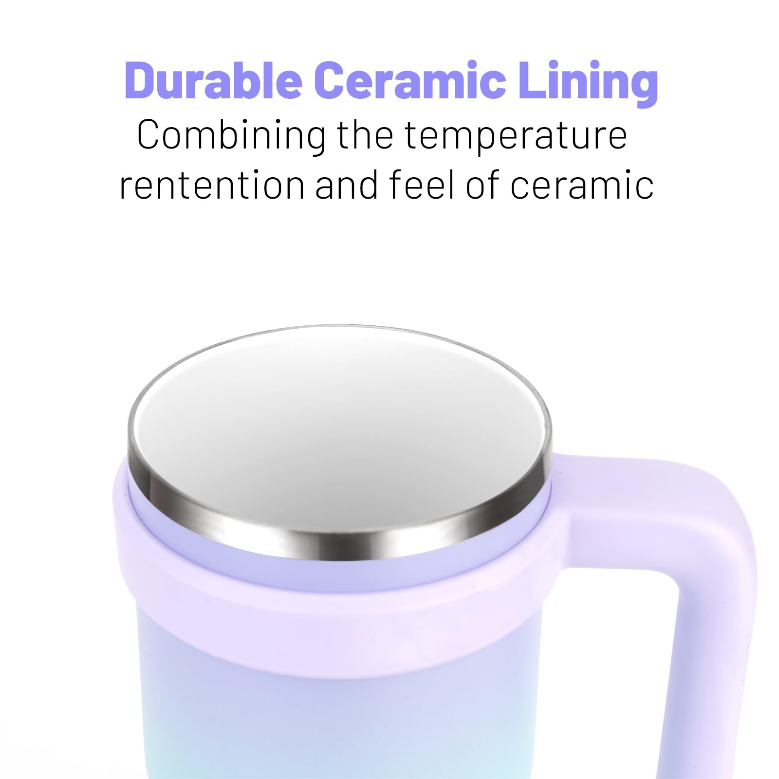 Zukro 20 oz Insulated Tumbler With Handle, Ceramic Interior Coating, No Metallic Aftertaste, Vacuum Stainless Steel Travel Coffee Cup with Lid and Straw, Keep Drinks Hot & Cold For Pure Taste