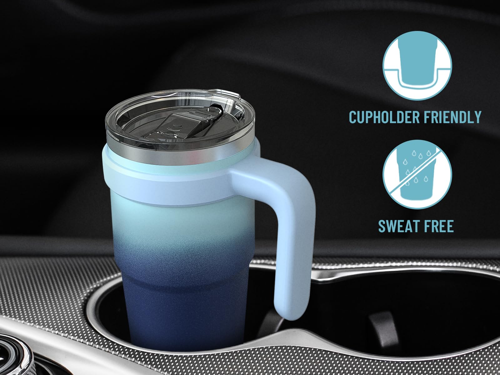 Zukro 20 oz Insulated Tumbler With Handle, Ceramic Interior Coating, No Metallic Aftertaste, Vacuum Stainless Steel Travel Coffee Cup with Lid and Straw, Keep Drinks Hot & Cold For Pure Taste