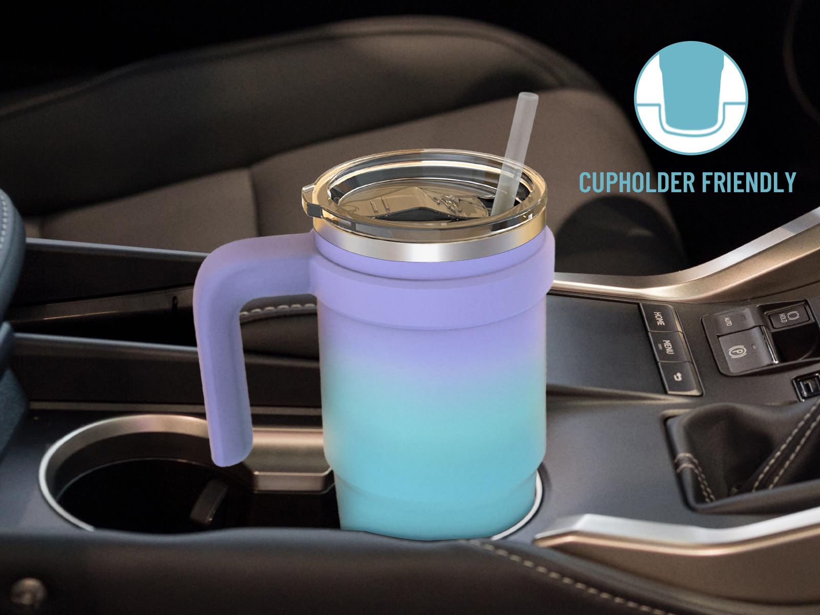 Zukro 24 oz Tumbler with Handle and Straw - Leak Proof Insulated Stainless Steel Cup with Slider Lid For Home and Travel - Double-wall Coffee Mug Keep Drinks Hot and Cold - Dishwasher Safe, No Sweat