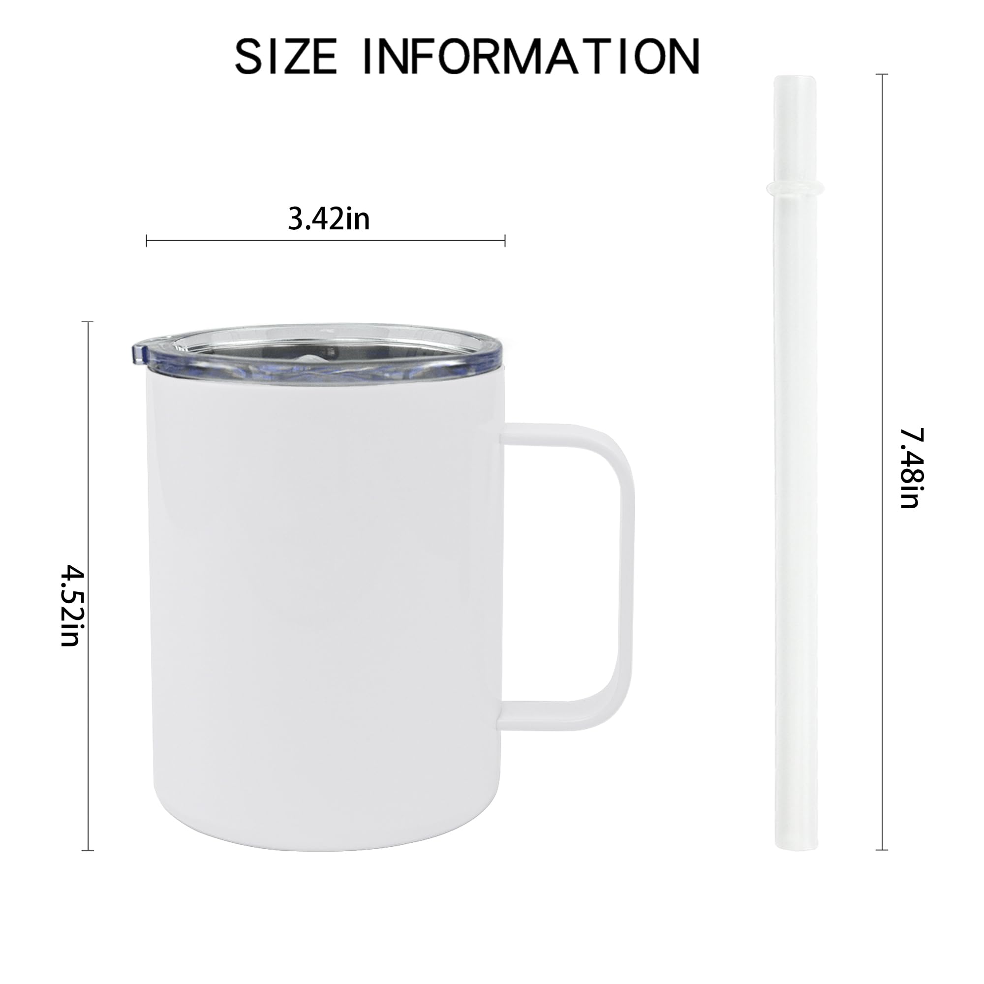 JYLJINGYULI 6 Pack 12 oz Sublimation Tumblers with handle Coffee Blanks, with Lid and Straw Cups Blank Bulk, Straight Skinny Insulated Cup Stainless Steel Water Bottle for Craft DIY…