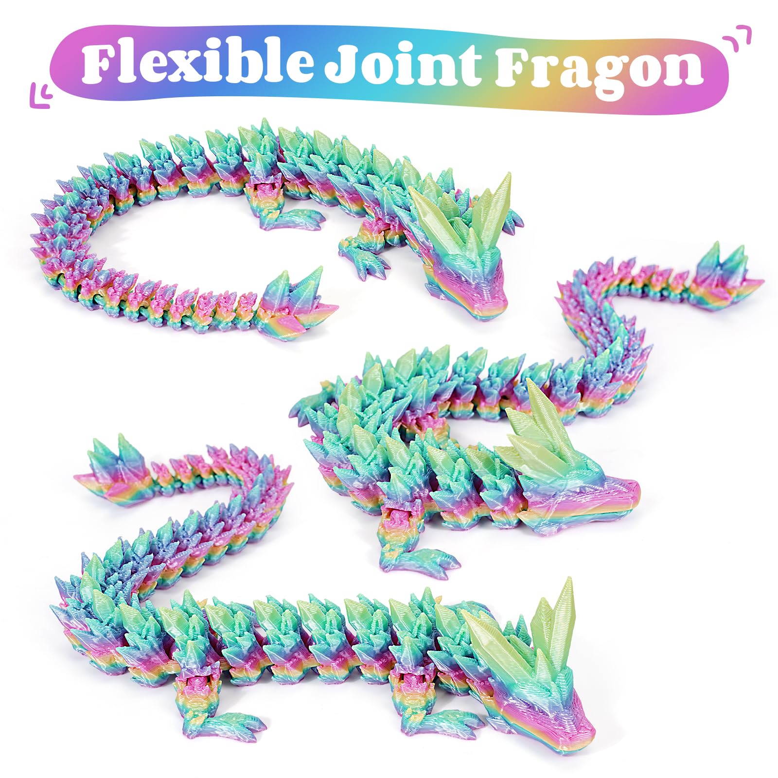 TBOLINE 3D Printed Easter Dragon Egg, Articulated Crystal Dragon Fidget Toy, Surprise Prefilled Easter Egg Filled with Toy - Basket Essentials Stuffers for Kids Girls Boys