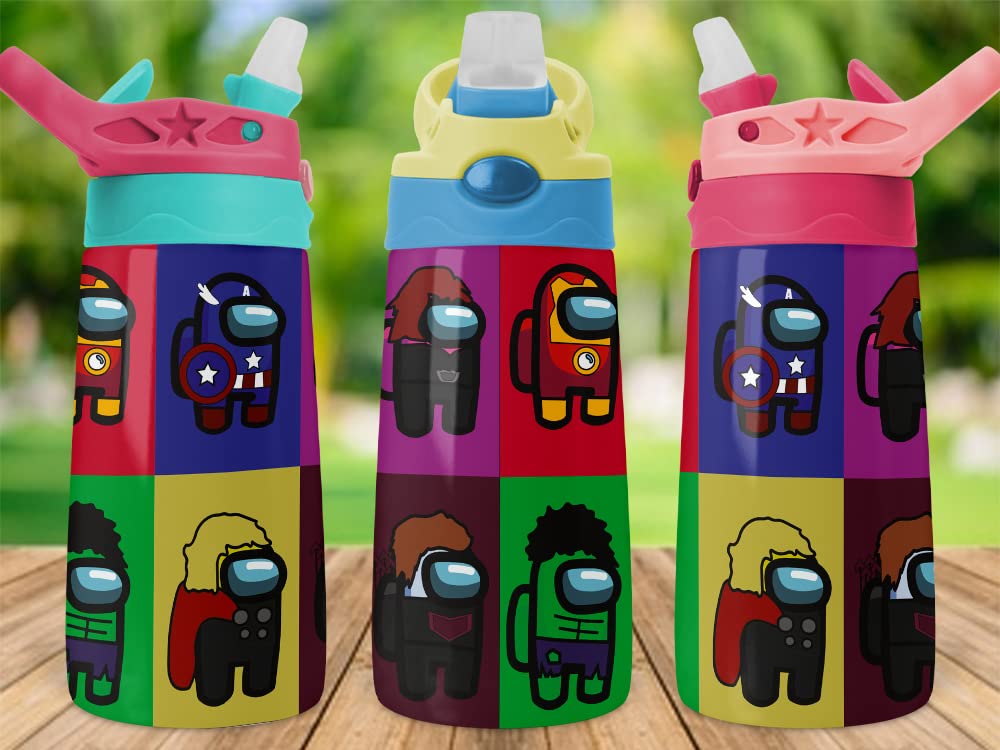 Among Gamers #1 12oz Stainless Steel Kids Tumbler, Boys Or Girls, Players, Heroes, Computer Game, Keeps Drinks Cold Or Hot (Pink/Pink Lid)