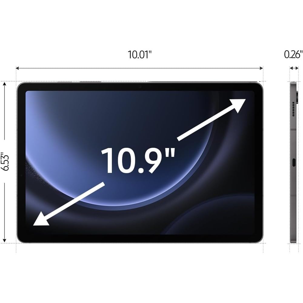 SAMSUNG Galaxy Tab S9 FE 5G (128GB, 6GB, WiFi + Cellular) Fully Unlocked Android Tablet, 10.9β, Wi-Fi 6, S Pen NOT Included, SM-X518U (Gray) (Renewed)