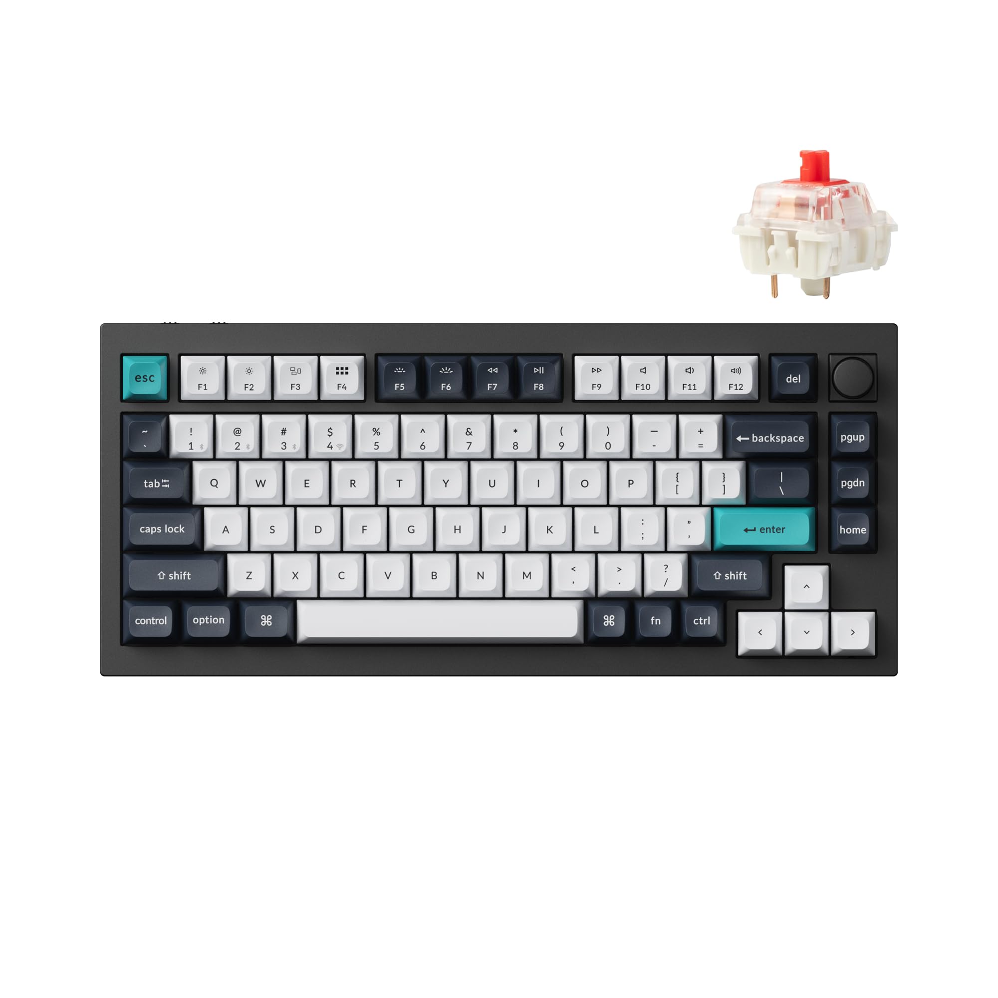 Keychron Q1 Max RGB QMK/VIA Custom Mechanical Keyboard, Hot-Swappable Full Metal Programmable Knob with Gateron Jupiter Red Switch, 2.4 GHz/Bluetooth/Wired Gaming Keyboard for Mac Windows Linux