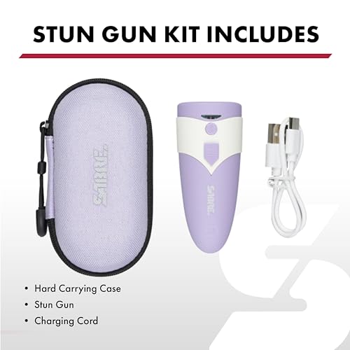 SABRE 3-in-1 Stun Gun with Personal Alarm & LED Flashlight, 1.69 µC Charge, Loud 130dB Alarm, 130 Lumen LED Light (3 Modes), Rechargeable Battery, Compact-Ergonomic Design, Travel Case & Charging Cord