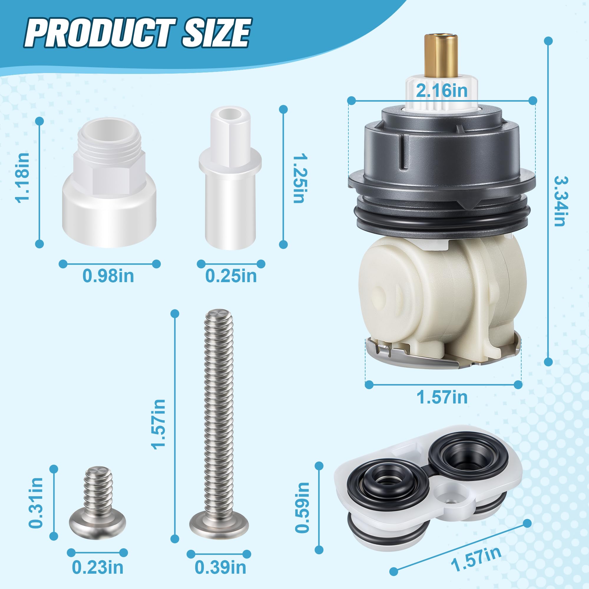 Enhon 2 Pack Shower Cartridge Replacement, RP46463 Cartridge Replacement Compatible with Delta Monitor 17 Series (2006 - Present) Dual Function Shower Faucet Valve, Including Seat and Spring Adapter