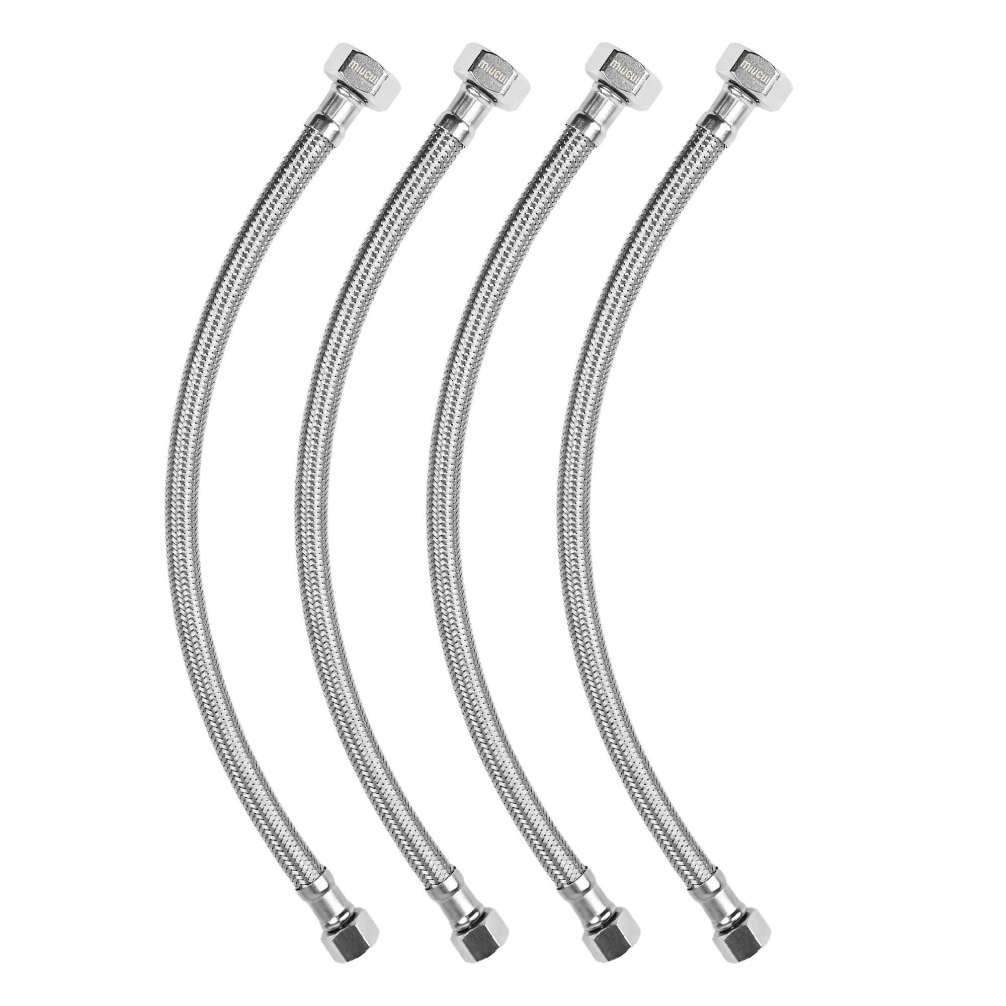 Miucui [4-Pack 24 Inch] 1/2" FIP x 3/8" COMP Faucet Supply Lines, Bathroom Faucet Hose Connector, 304 Stainless Steel Braided Water Supply Line