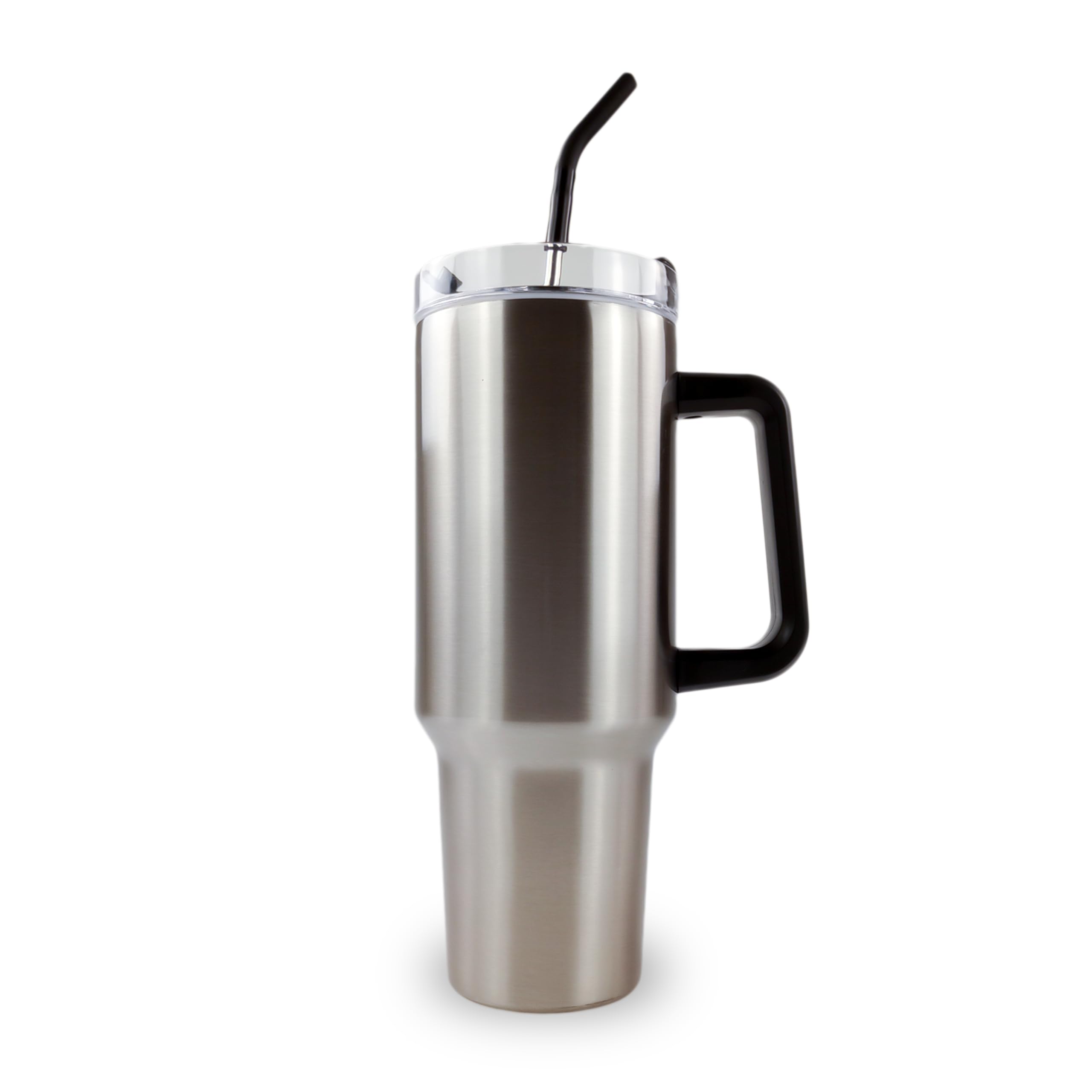 Hogg 40oz Clear Traveler - Blank Sublimation Tumblers Silver, 40 oz Blank Sublimation Tumbler With Handle & Removable Lid, Bulk Travelers With Straws