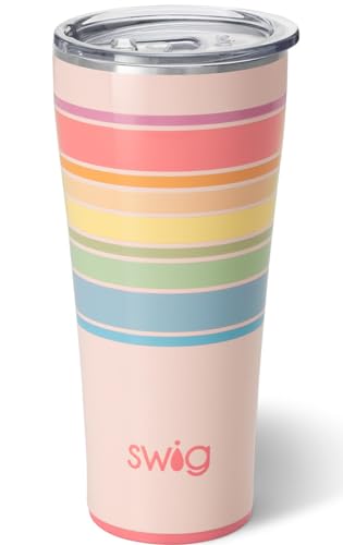 Swig Life 32oz Insulated Tumbler, Travel Coffee Tumbler with Lid, Cup Holder Friendly Travel Coffee Mug, Stainless Steel Thermos (Good Vibrations)