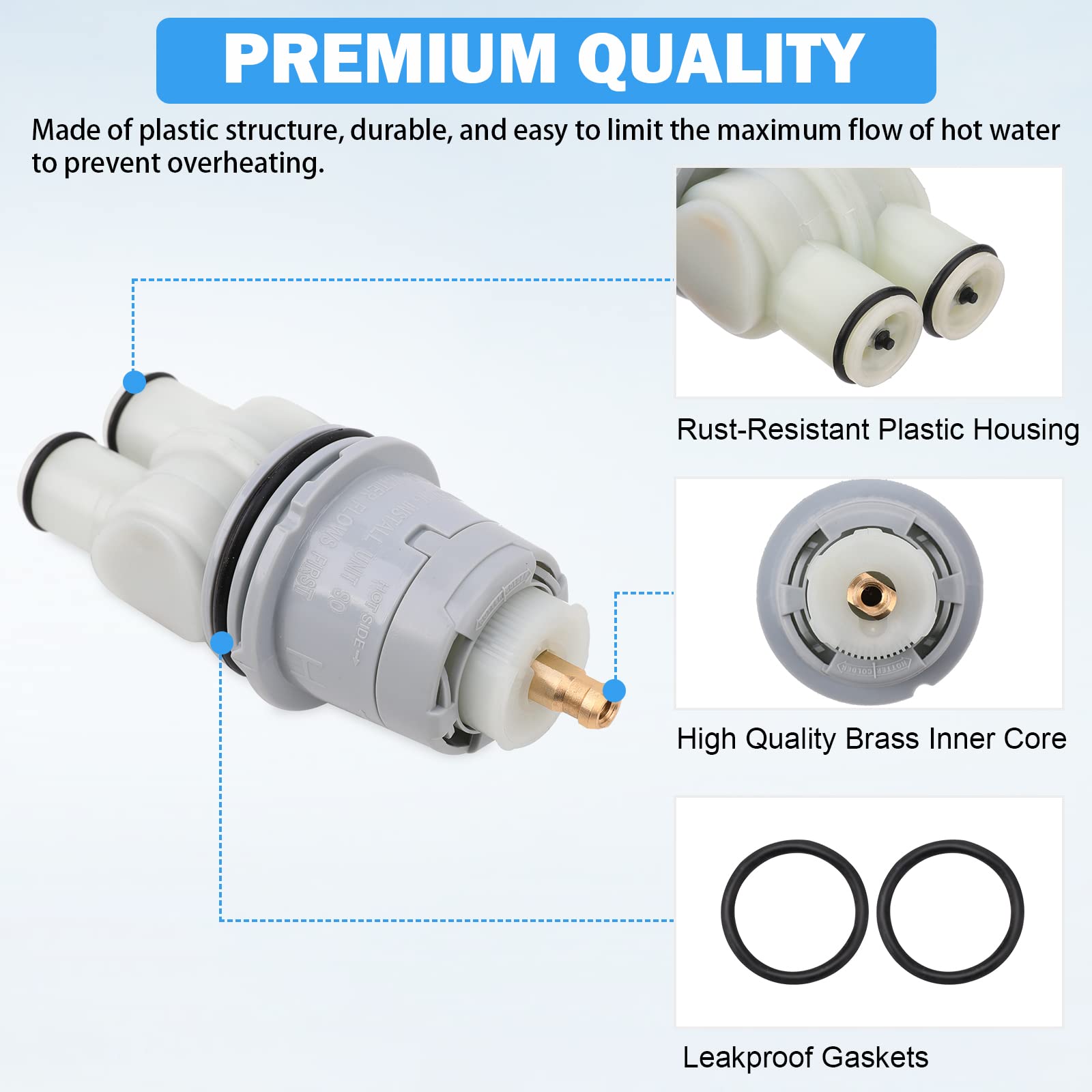 RP46074 Delta Shower Cartridge Replacement for Delta 13/14 Series Single Handle Bath Tub Shower Faucet Universal Delta Shower Valve Cartridge Replacement Parts Repair Kit with RP22734 Bonnet Nut