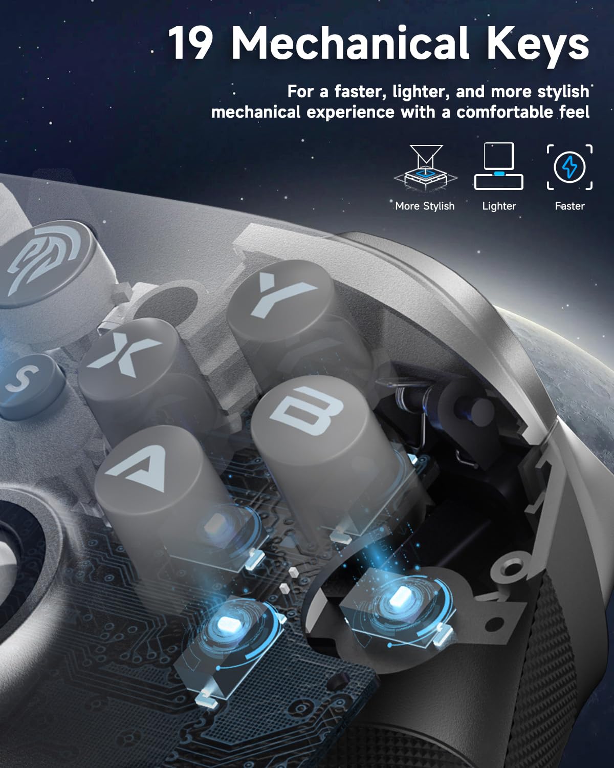 EasySMX X10 PC Controller for Black Myth: Wukong - Enhanced Wireless Bluetooth Controller with a Swappable Faceplate/Hall Joysticks and Triggers for PC/Switch/Steam/Android TV/Android and iOS Mobile