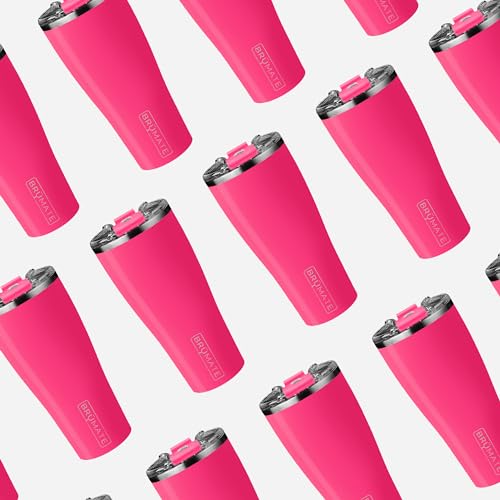 BrüMate Nav XL 32oz 100% Leak Proof Insulated Travel Tumbler with Magnetic BevLock™ Lid - Double Wall Cup-Holder Friendly Stainless Steel Mug (Neon Pink)