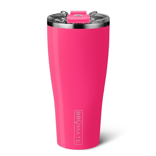 BrüMate Nav XL 32oz 100% Leak Proof Insulated Travel Tumbler with Magnetic BevLock™ Lid - Double Wall Cup-Holder Friendly Stainless Steel Mug (Neon Pink)