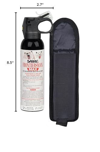SABRE Frontiersman MAX 7.9 fl oz. Bear & Mountain Lion Attack Deterrent, Up to 40 ft Range, Contains 2% Major Capsaicinoids, Safer for You, Animals & The Environment, Glow-in-The-Dark Safety