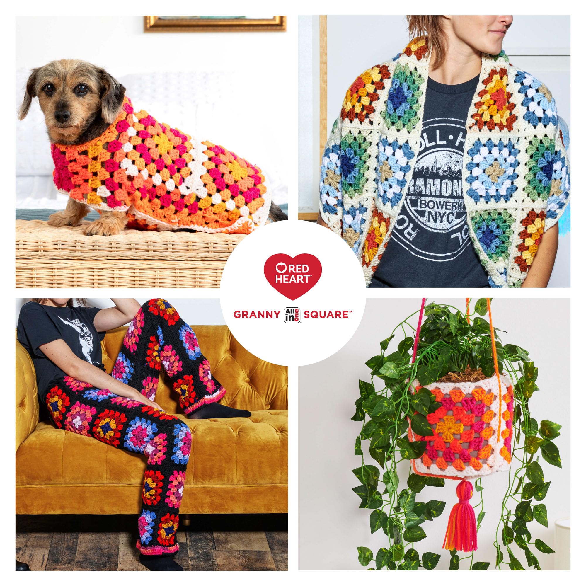 Red Heart All in One Granny Square Aran - Lily PAD Yarn - 3 Pack of 250g/8.8oz - 100% Acrylic - #4 Worsted (Medium) - 381m/417Yards - for Knitting, Crochet and Amigurumi