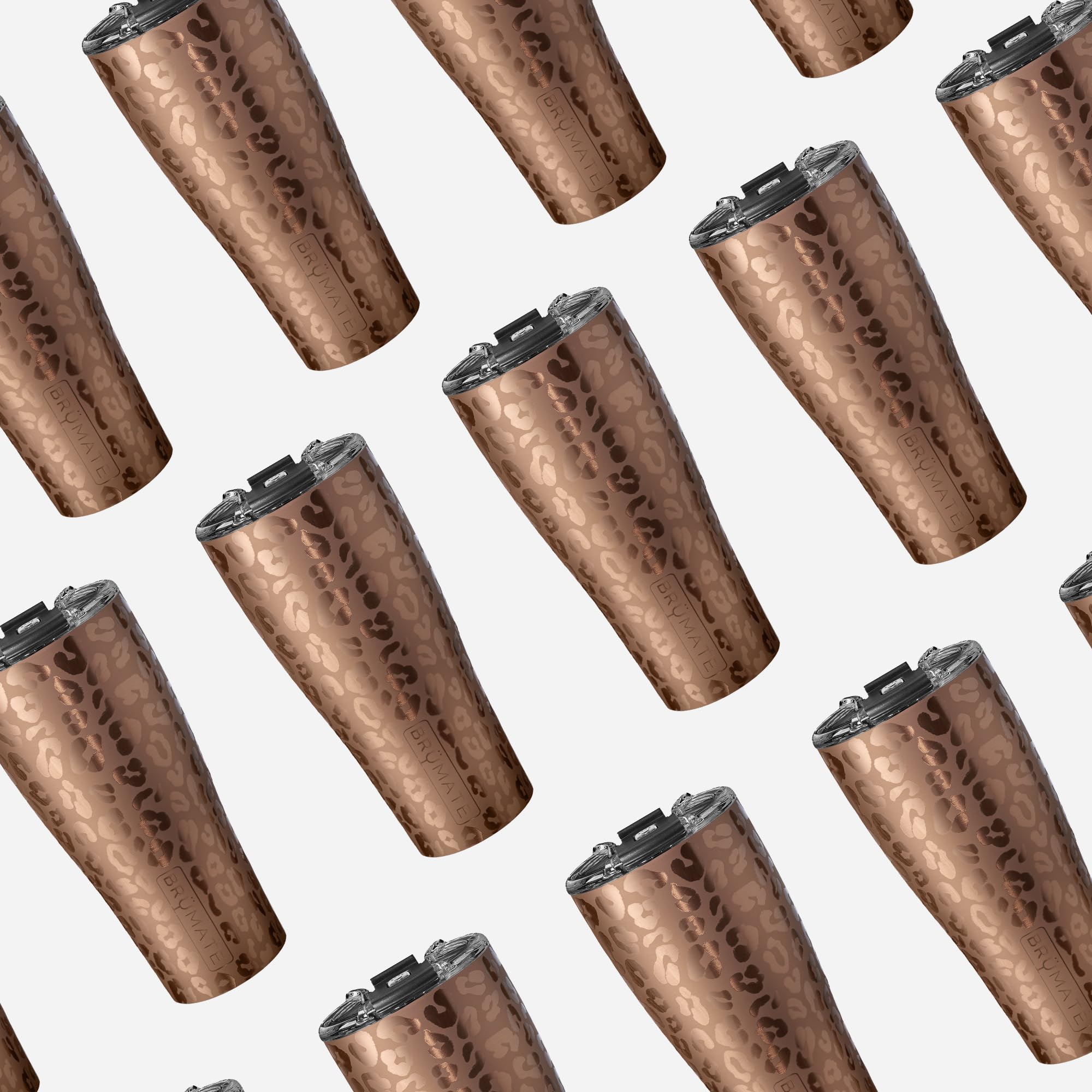 BrüMate Nav XL 32oz 100% Leak Proof Insulated Travel Tumbler with Magnetic BevLock™ Lid - Double Wall Cup-Holder Friendly Stainless Steel Mug (Gold Leopard)