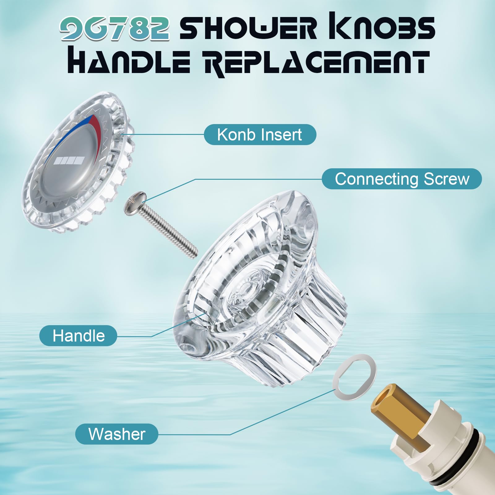 Enhon 2 Pack Shower Knob Handle Kit Compatible with Moen 96797 Chateau Collection, Replacement Faucet Handle Kit for Bathroom Tub and Shower, Include Screws, Chrome Knob Insert