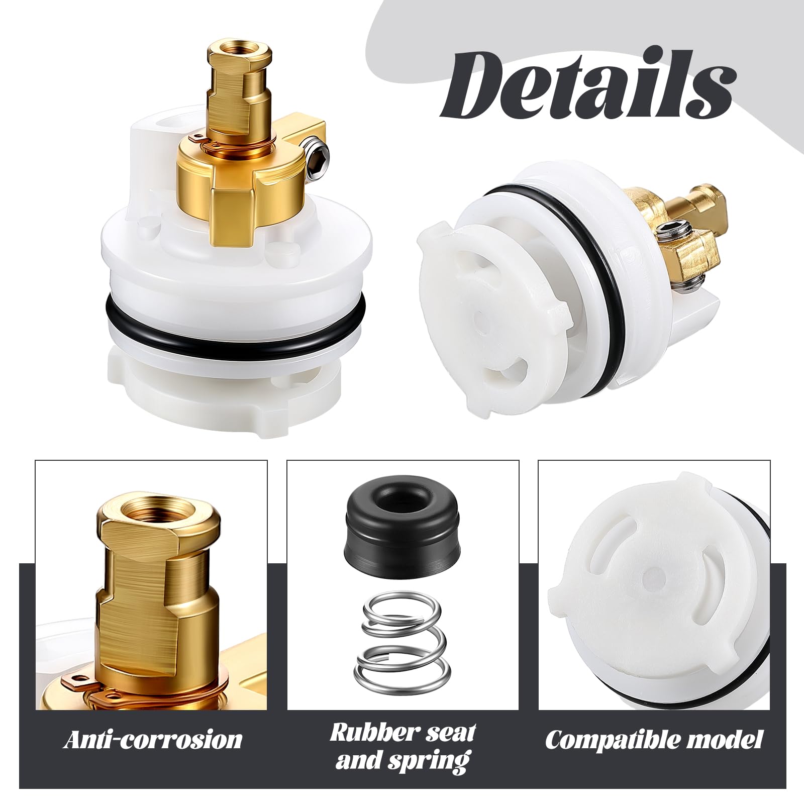 Yaocom 2 Pack Shower Cartridge Repair Kit Compatible with Delta Rp1991, Replacement Stem Unit Fits 1600 Series Single Handle Tub Shower Valves Includes Rp4993 Seats and Springs