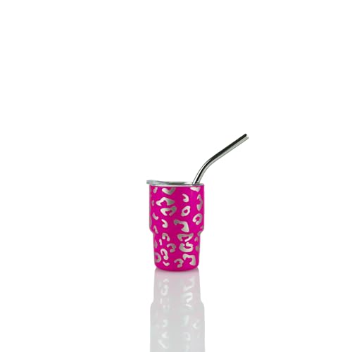 Hogg 3oz Sublimatable Tumbler Shot Glasses with lid and stainless straw (6 Pack), DIY, Customizable, Reusable, Double Wall Insulated, Sublimation Tumblers (Pink)
