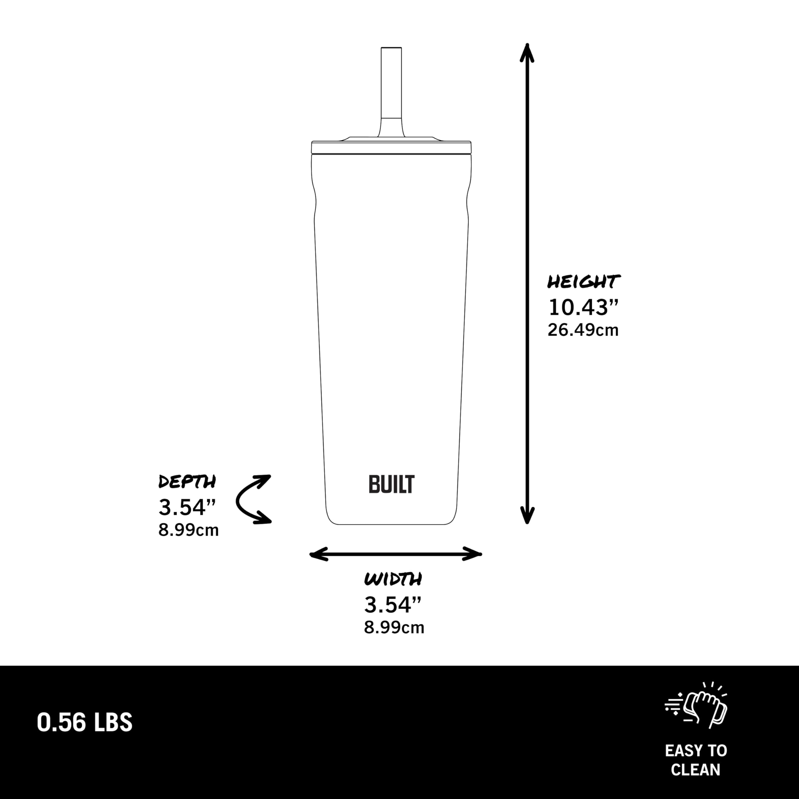 BUILT 20 Fluid Ounce Acrylic Straw Seal Bedford Tumbler, Leakproof, Wild Lavender Daisy