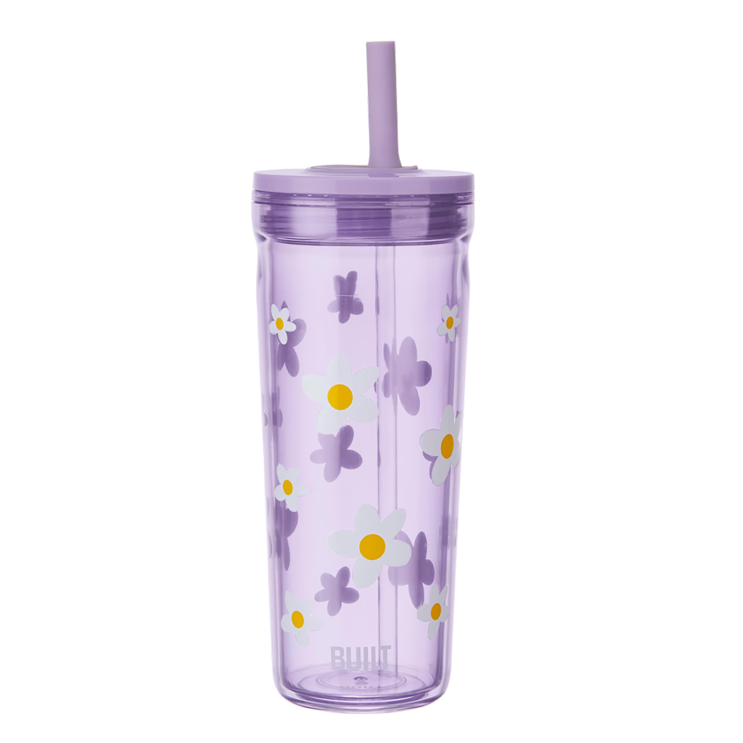 BUILT 20 Fluid Ounce Acrylic Straw Seal Bedford Tumbler, Leakproof, Wild Lavender Daisy
