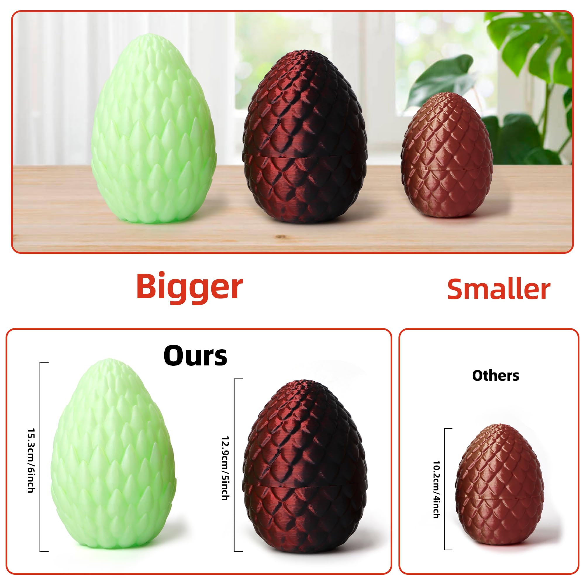 Flavery 3D Printed Easter Dragon Egg- Gold - Surprise Basket Essentials with 12" Flexible Crystal Dragon Inside, Easter Basket Stuffers, 3D Printed Gift Toy, Desk Executive Pet, Figurine Decor