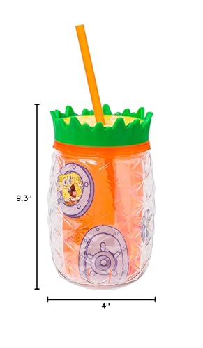 Silver Buffalo Spongebob Squarepants Gary Snail House in Bikini Bottom Pineapple Double Wall Tumbler, 16 Ounces