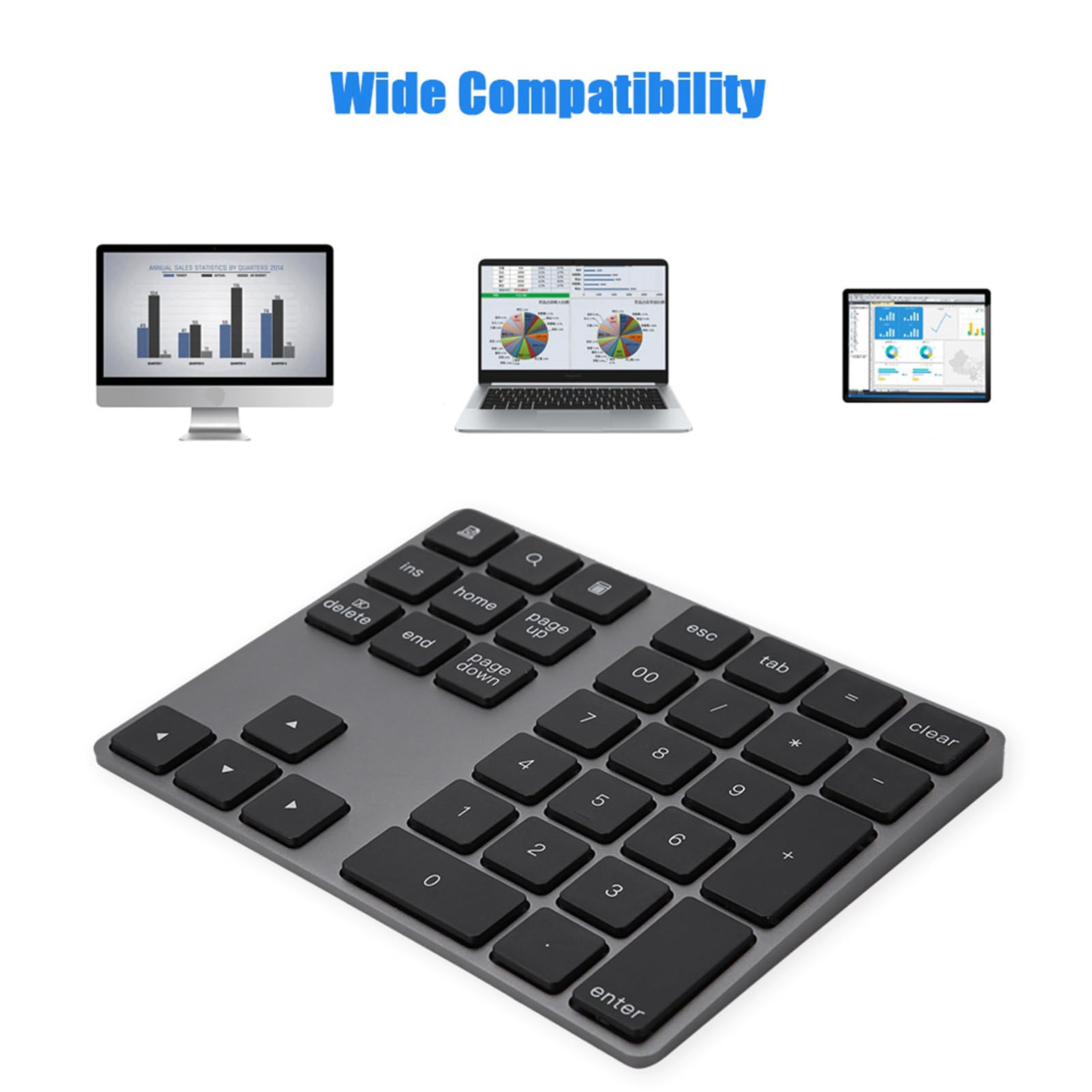 VGEBY 34 Key Numeric Keypad for Computers and Laptops, Portable and , Support,