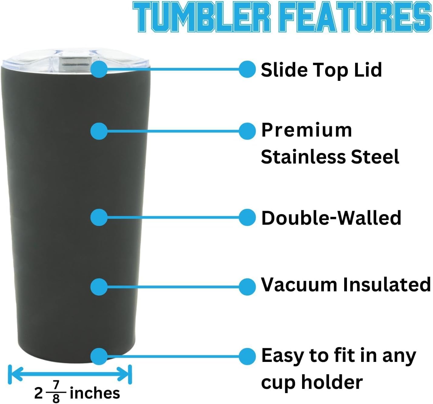 Decorvo Arizona State Sun Devils Tumbler - Black Double Walled Insulated Travel Thermos with Slide Lid - 18 oz