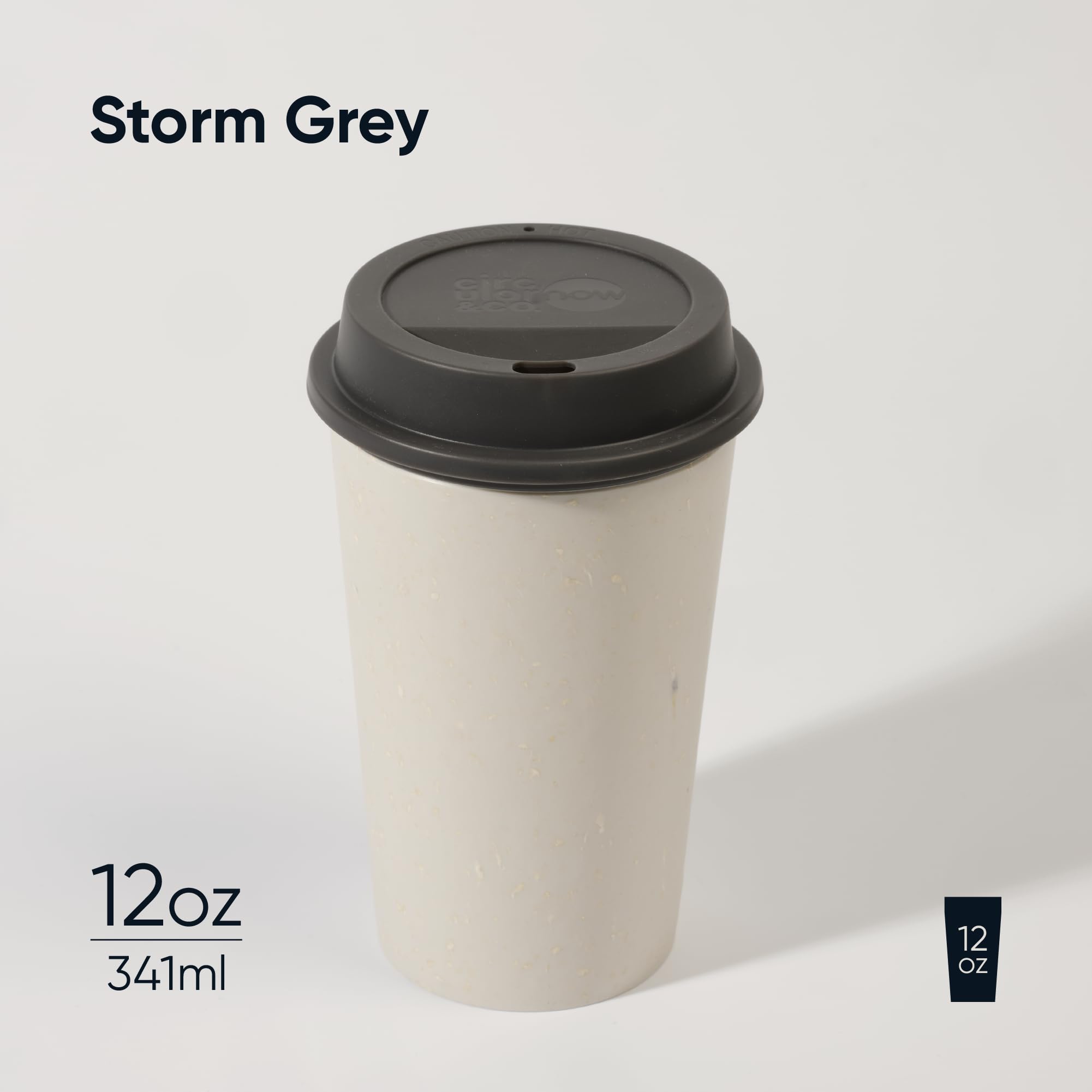 Circular and Co Reusable Now Coffee Cup - World's First Cup Made from Recycled Cups - Traditional Design - Sustainable, Insulated - 340ml/12oz (Chalk, Storm Grey)