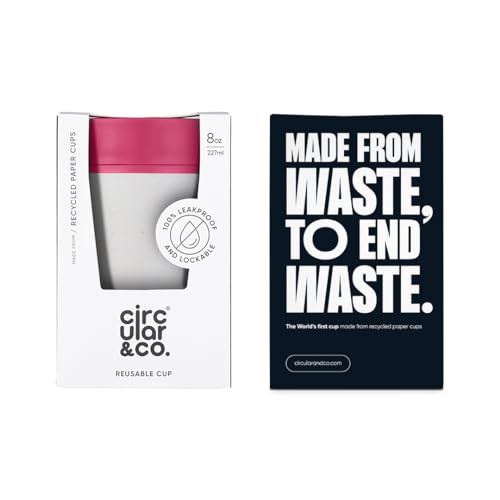 Circular & Co Reusable Coffee Cup - 8oz - 100% Leakproof Travel Mug - Made from Recycled Coffee Cups - Sustainble Insulated Coffee Tumbler - BPA Free - Dishwasher Safe