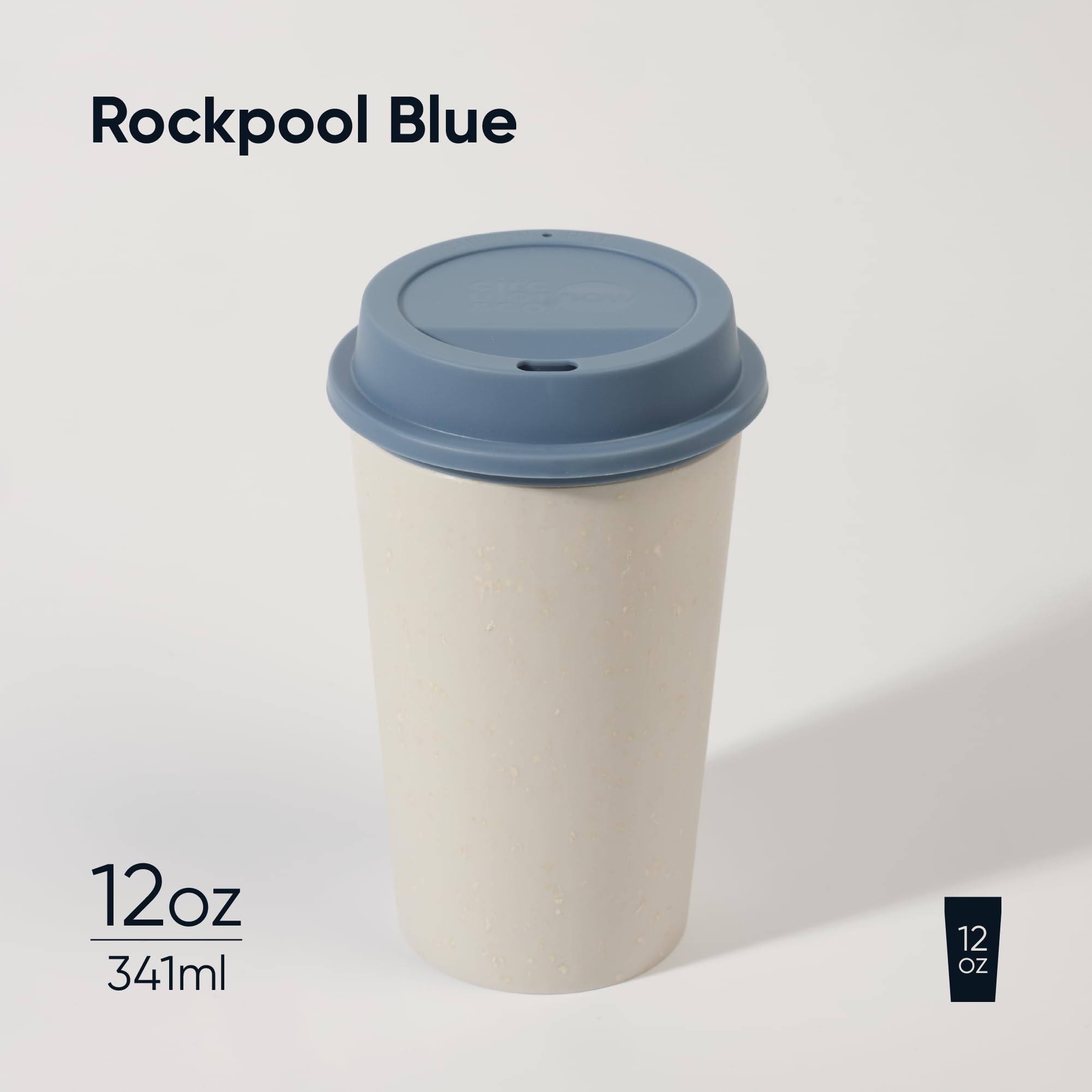 Circular and Co Reusable Now Coffee Cup - World's First Cup Made from Recycled Cups - Traditional Design - Sustainable, Insulated - 340ml/12oz (Chalk, Rockpool Blue)