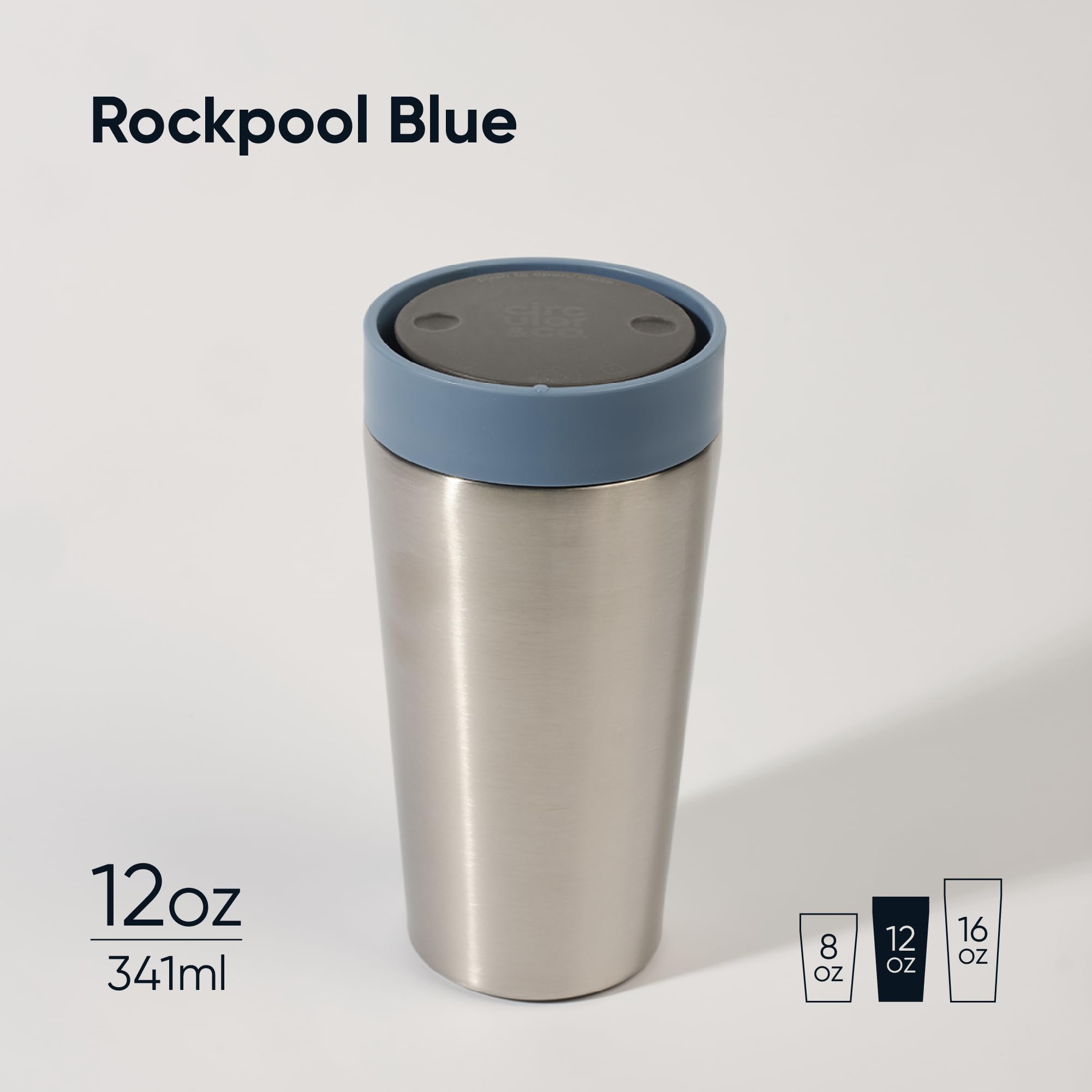 Circular & Co Stainless Steel Coffee Cup - 12oz - Insulated Reusable Travel Mug - Made from Recycled Stainless Steel - 100% Leakproof Coffee Mug - Fully Lockable - Insulated for 6 Hours